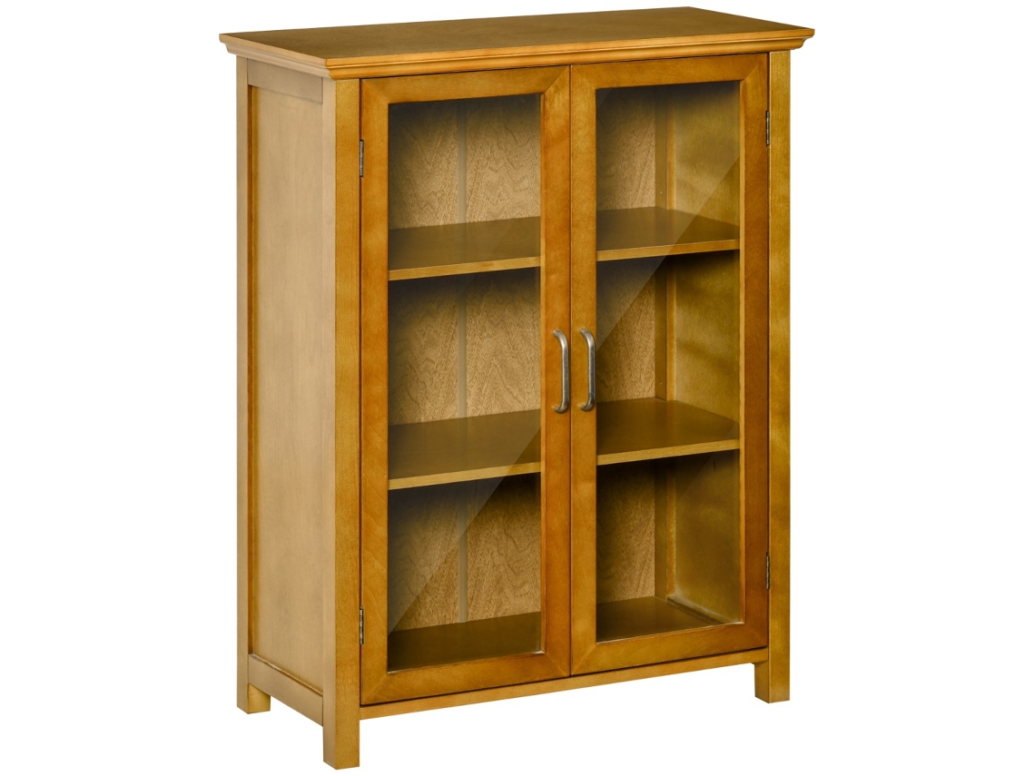 Aparador MDF e Vidro Cor de nogueira 66x31.8x86.8 cm HOMCOM | Worten.pt