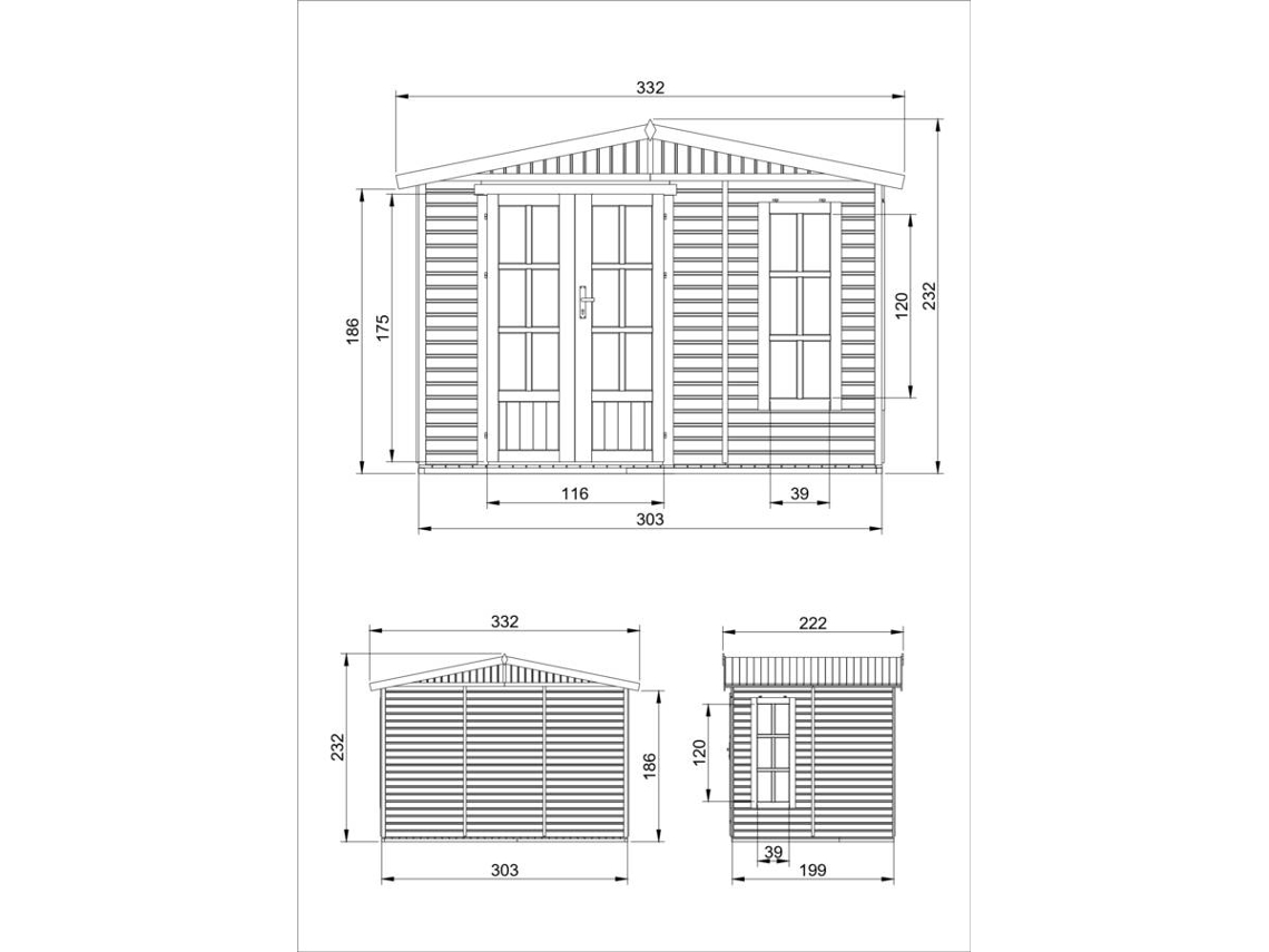 Abrigo de Jardim de Madeira TIMBELA M334Fb (6 M²) | Worten.pt
