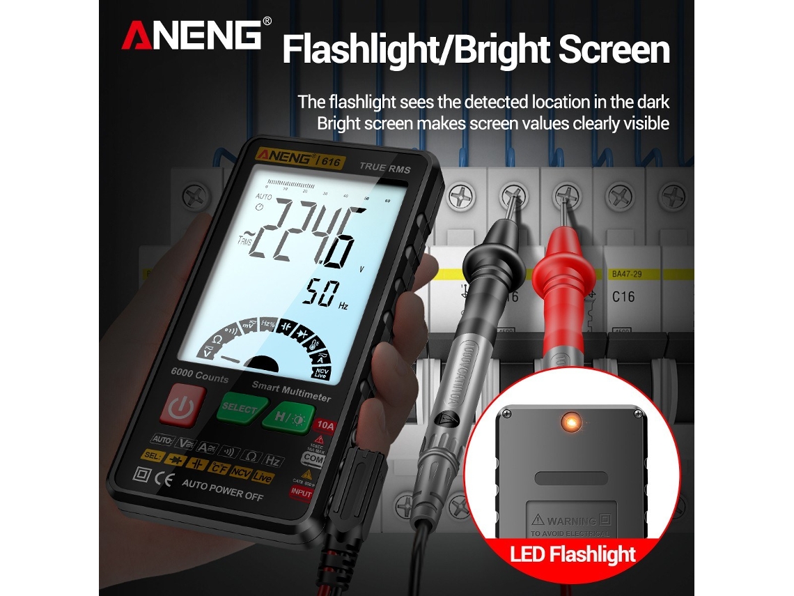 Aneng 616 Multímetro Digital Inteligente Faixa Automática 6.000 ...
