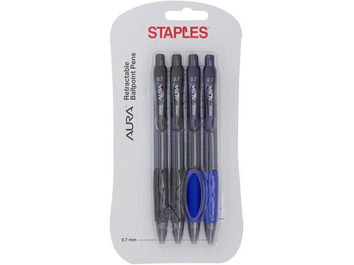 Esferográfica Retrátil STAPLES Aura Ponta 0,7 mm (Tinta Preta) | Worten.pt
