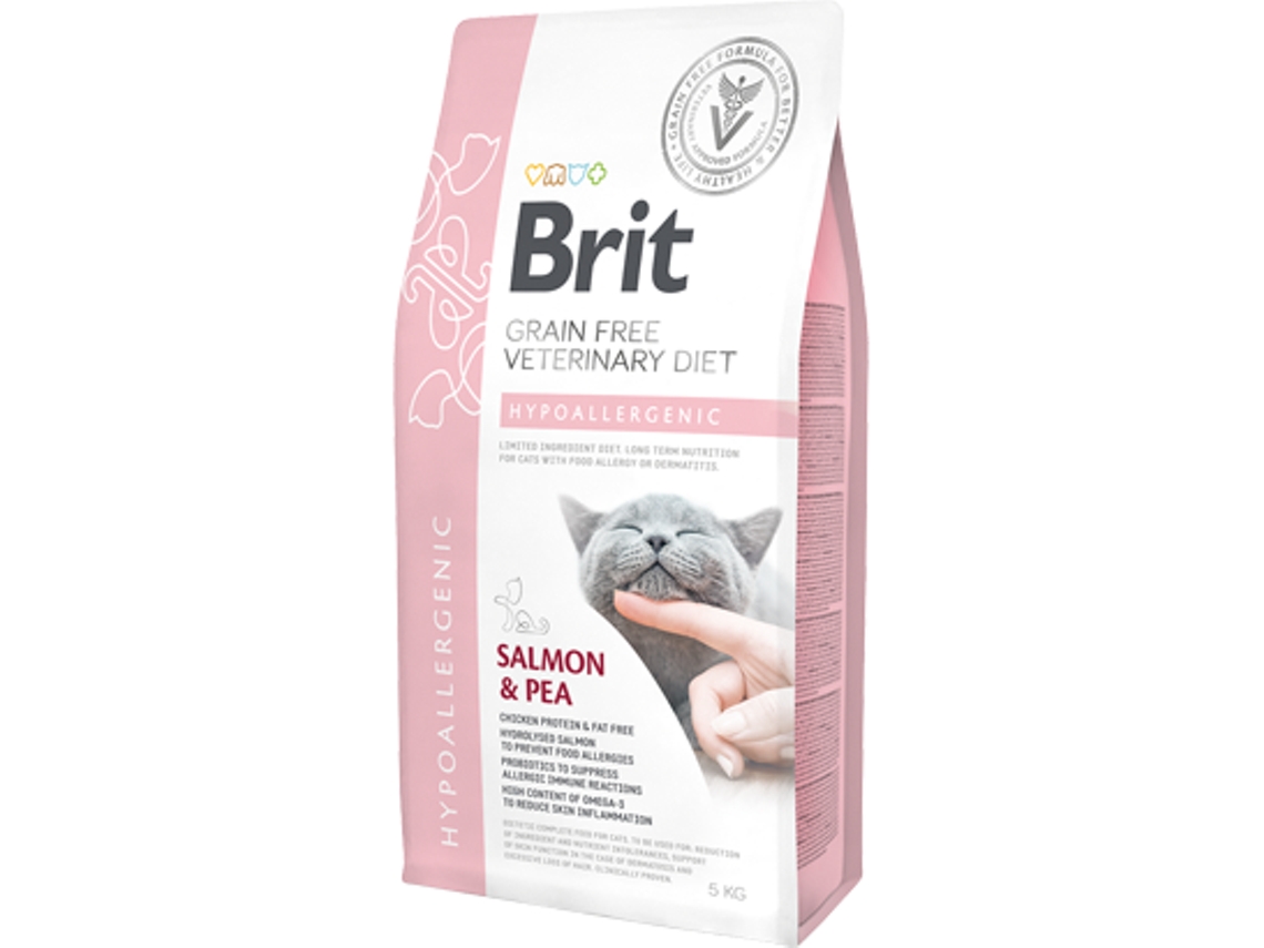Brit Veterinary Diet Cat Hypoallergenic Grain-Free Salmon & Pea 5 kg ...
