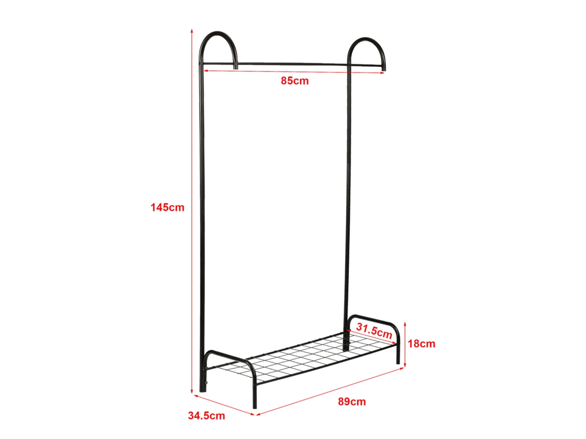 Bengaleiro [EN.CASA] (Preto - Metal - 145 x 88,5 x 34,5 cm) | Worten.pt