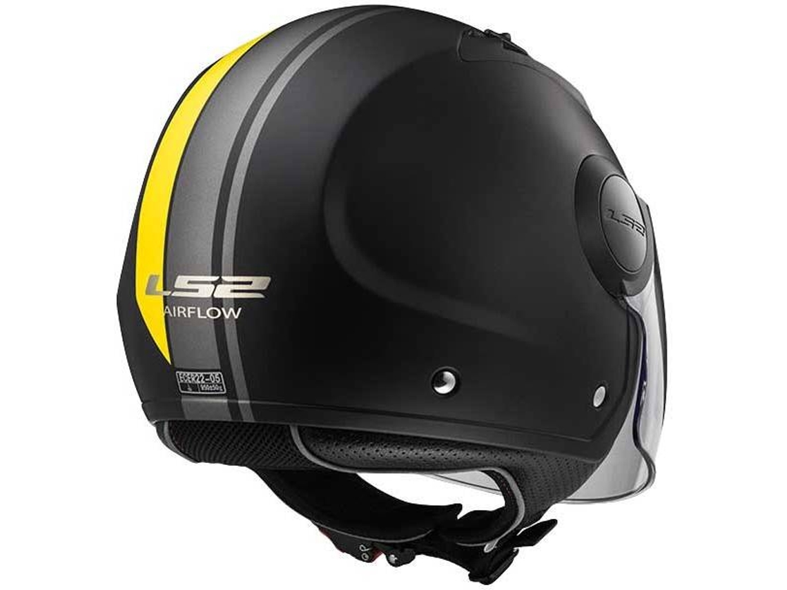 Capacete Jet LS2 OF562 Airflow Metropolis Matt Black Yellow (Tam: XXL ...