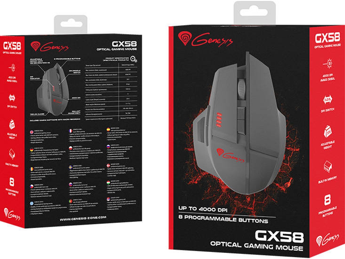 Rato Gaming GENESIS Natec GX58 (4000 Dpi - Preto) | Worten.pt