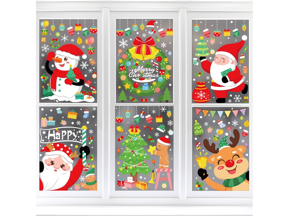 Decorações de Janela de Natal Reaplicáveis Elementos Populares e ... Decorações de Janela de Natal Reaplicáveis Elementos Populares e ...