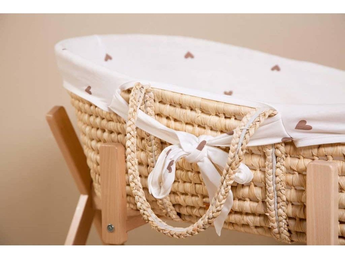 CHILDHOME Alcofa com colchão e cobertura impressão de corações natural ...