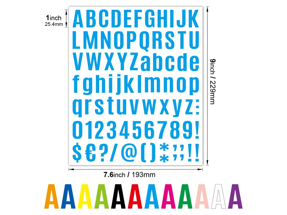 Autocolantes INF Letras e Números (12 Folhas - 972 Unidades - Multicor ...