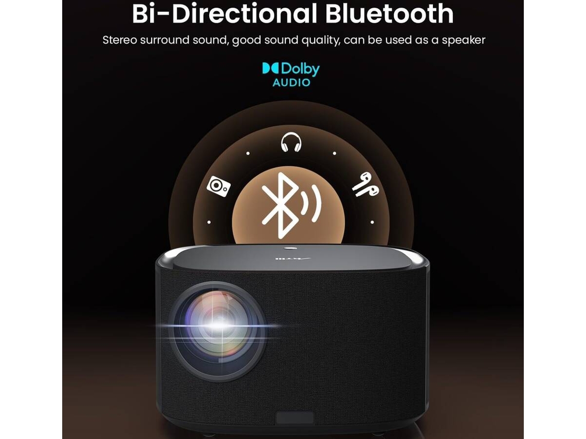 Projetor ARTLII Amento Wi-Fi 450 Ansi Lúmens 1080P Netflix Autêntico ...