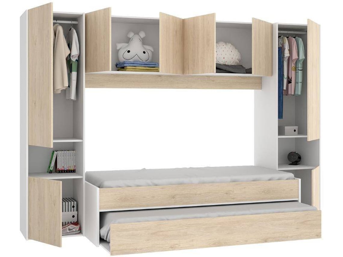 Cama Dupla com Gaveta Selena VENTE-UNIQUE (Natural Claro - Aglomerado e ...