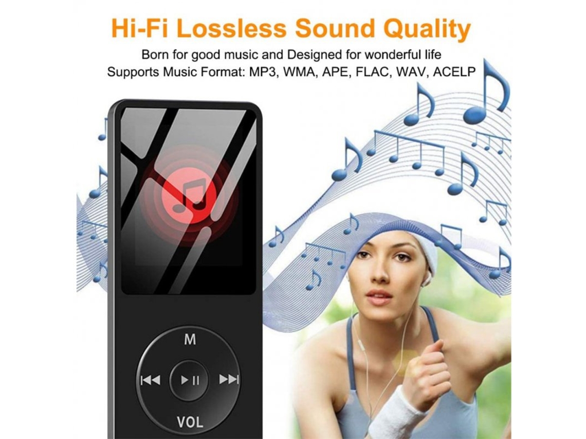 Leitor MP3 Bluetooth Portátil Mp4 Fm Rádio Externo Ultrafino Preto ...