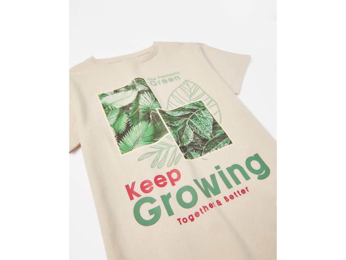 T-shirt de Algodão para Menino 'Keep Growing' Bege | Worten.pt