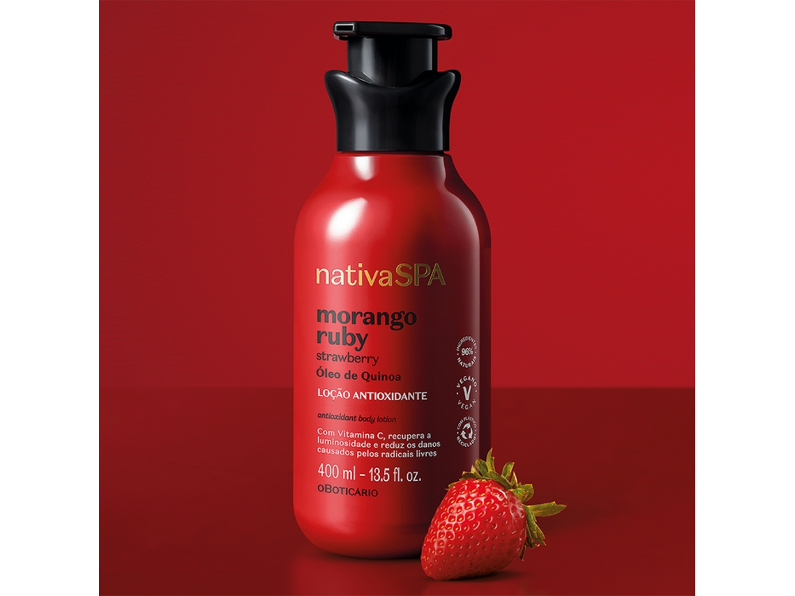 Loção Corporal O BOTICÁRIO Hidratante Nativa Spa Morango Ruby (Vegan ...