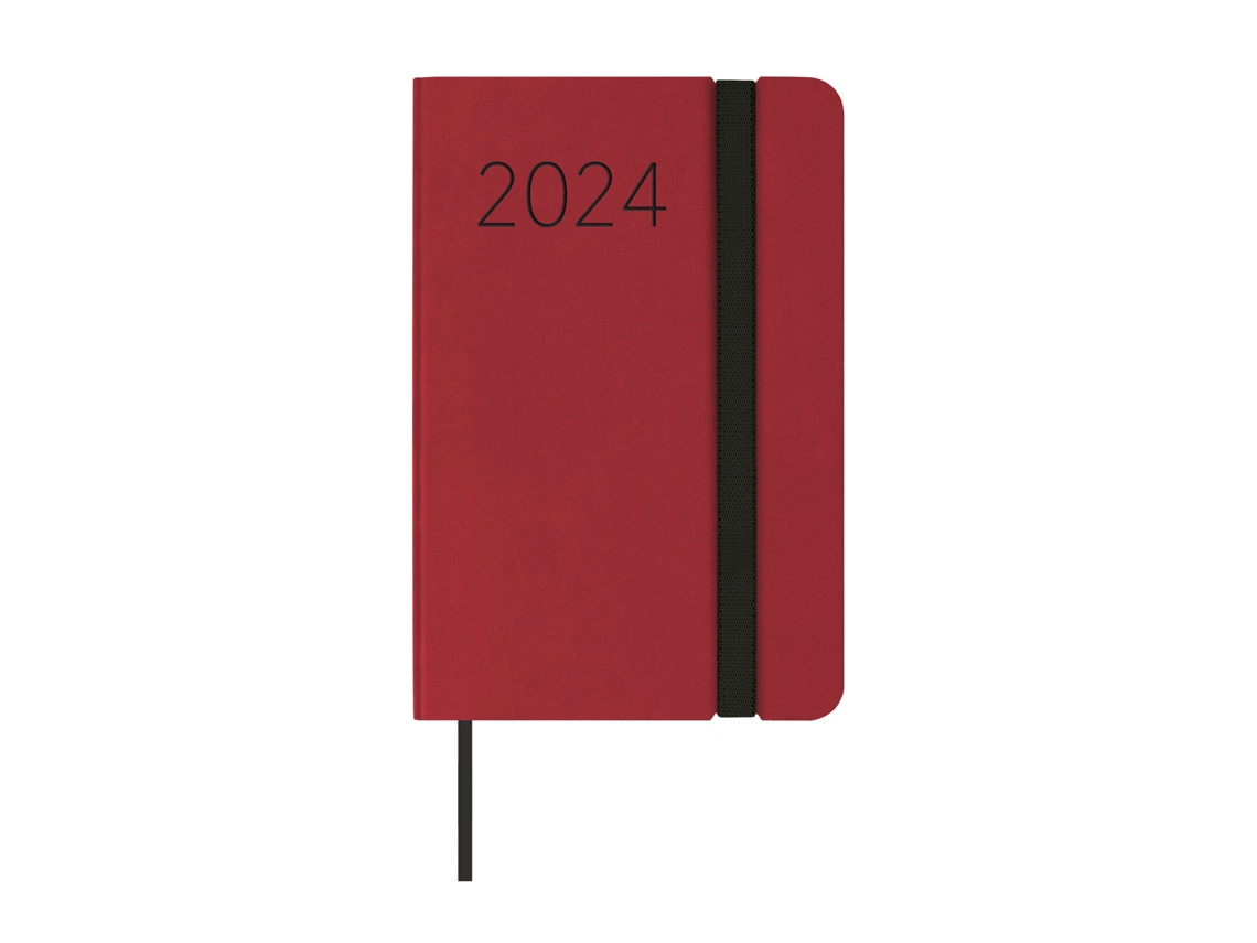 Agenda Semanal A7 2024 FINOCAM Lisa com Elástico Vermelho 883303024 F2 ...