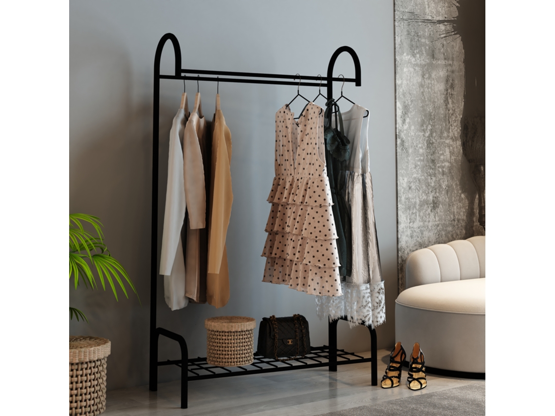 Bengaleiro [EN.CASA] (Preto - Metal - 145 x 88,5 x 34,5 cm) | Worten.pt