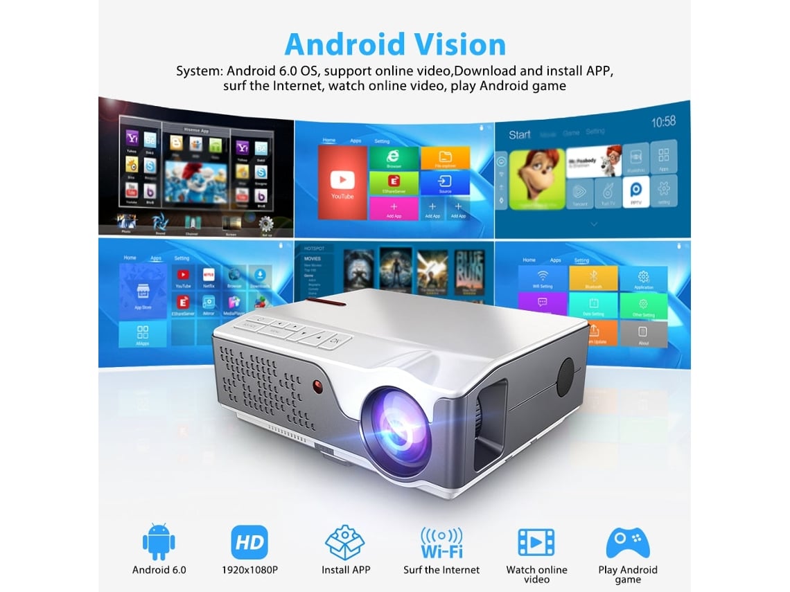Projetor Full Hd Td96 Td96W Android Wi-Fi SLOWMOOSE 3D Versão Android ...