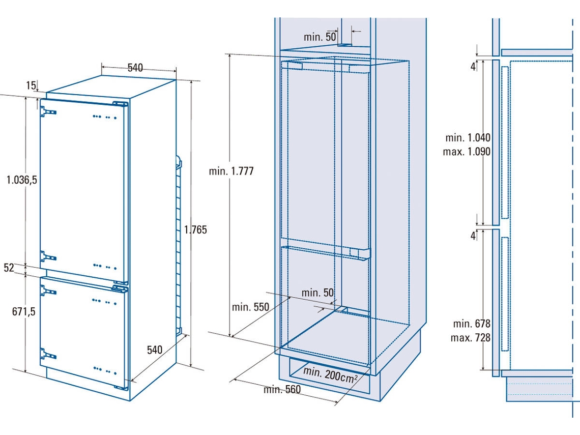 Frigorífico Combinado Encastre CATA CI 54177 ST/C (183 cm - Branco ... Frigorífico Combinado Encastre CATA CI 54177 ST/C (183 cm - Branco ...