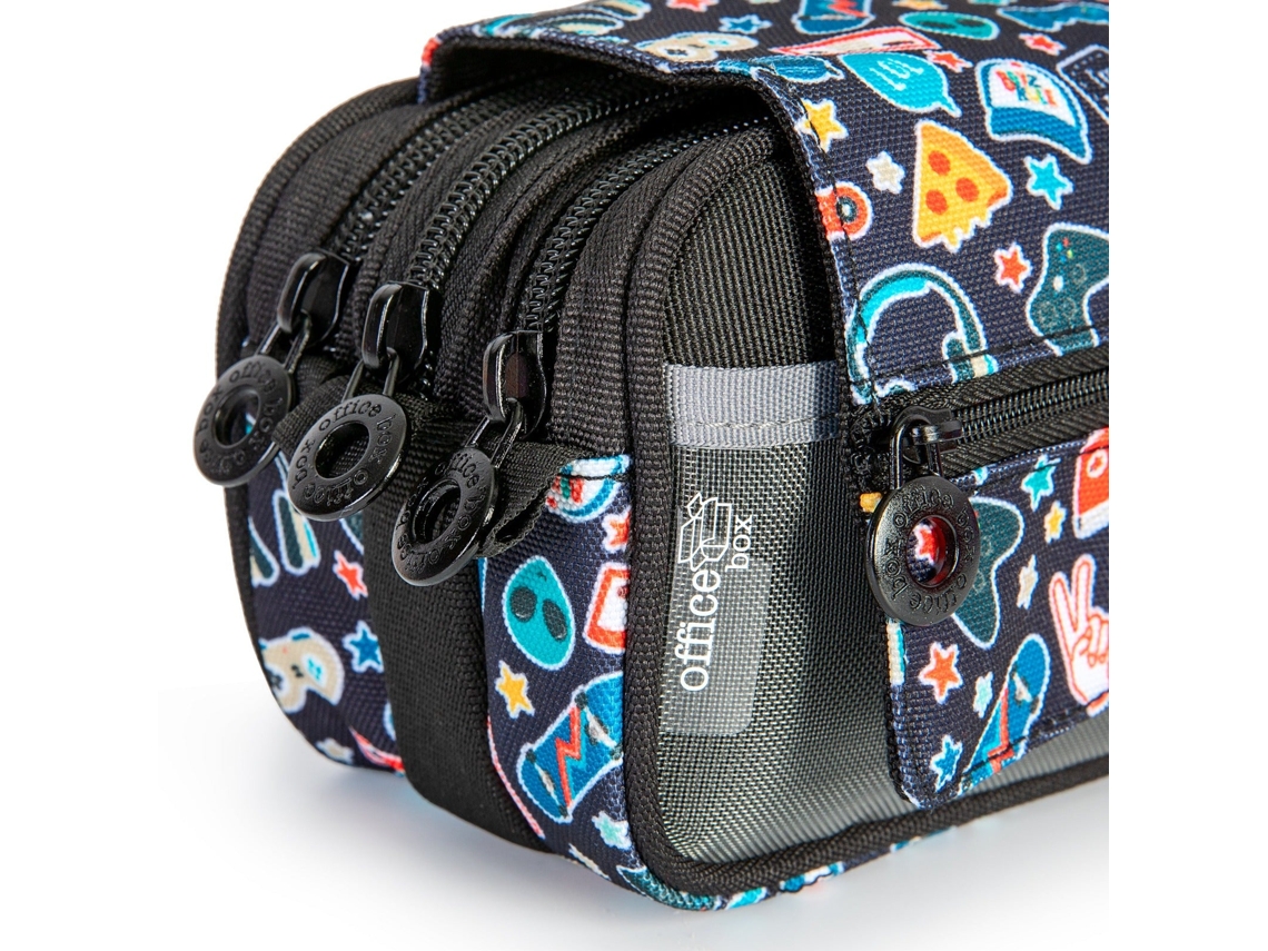 Estojo Triplo com Material Escolar COLEPACK Design 2022 Boys (Preto ...