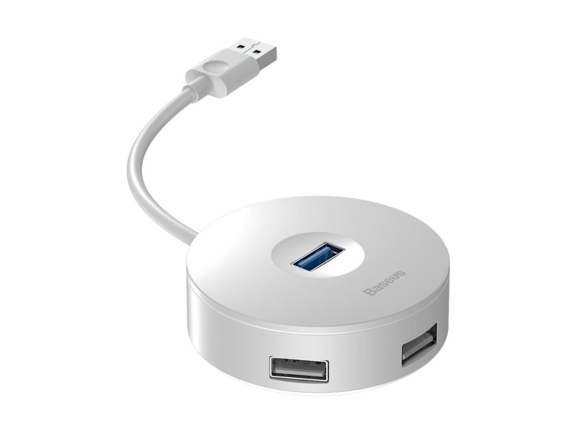 Hub Usb 3.0 com 4 Portas Usb Redondo Branco Baseus | Worten.pt