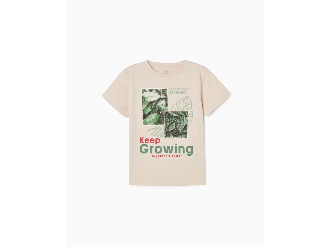 T-shirt de Algodão para Menino 'Keep Growing' Bege | Worten.pt