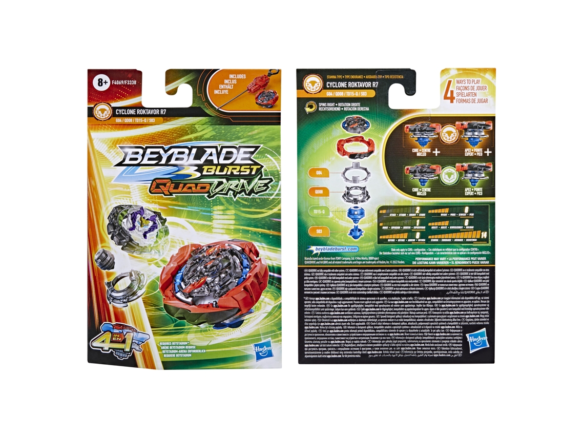 Beyblade Burst Quaddrive - Kit Inicial Cyclone Roktavor R7 (8 anos ...