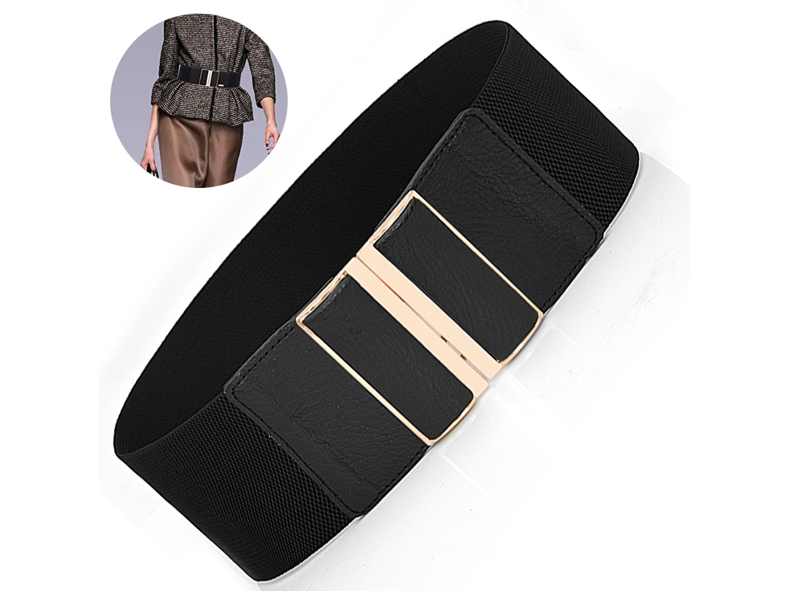 Cinto de Mulher ELKUAIE Largo Elástico Esticado Cinch Preto | Worten.pt