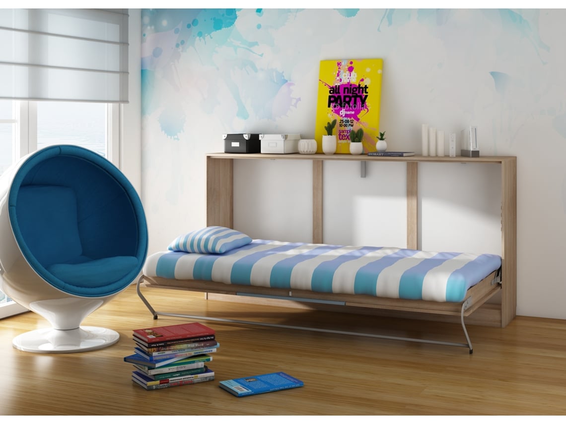 Cama Embutida AKL FURNITURE PRIVATE Roger (Carvalho Sonoma e Azul ...