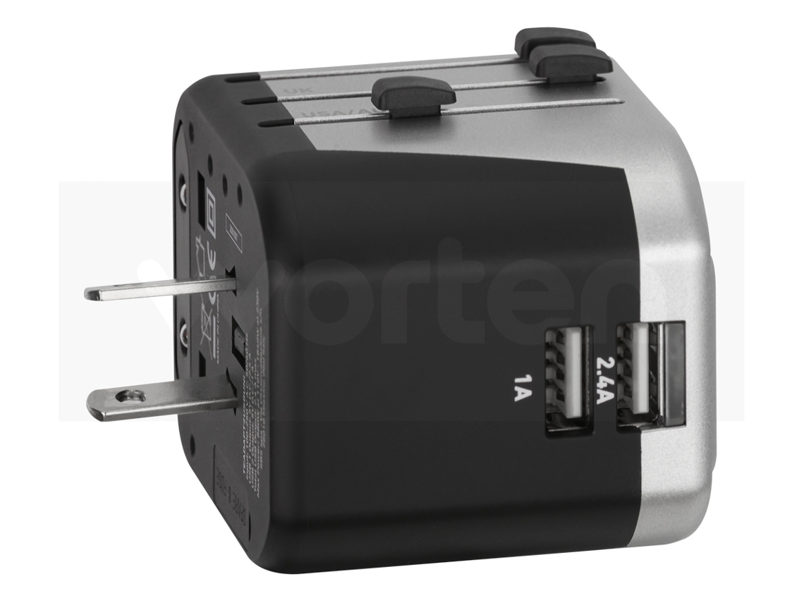 Adaptador Viagem Universal 2x USB SBS Preto | Worten.pt