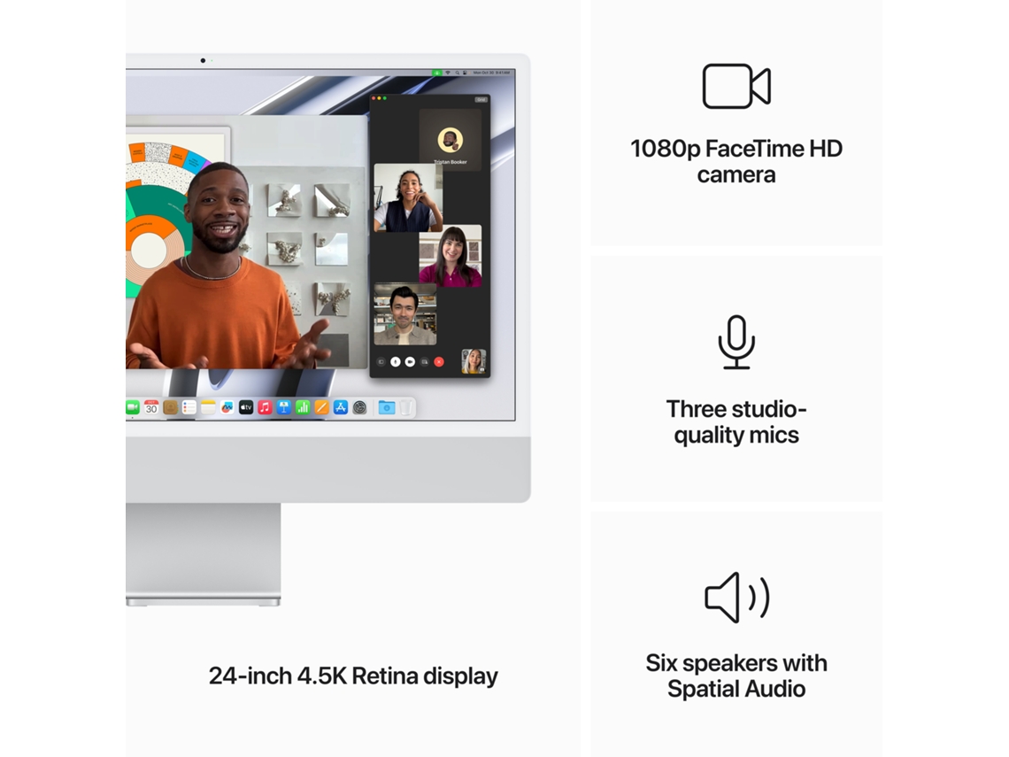 iMac APPLE Cinzento (24'' - Apple M3 10-core - RAM: 8GB - 256 GB SSD ...