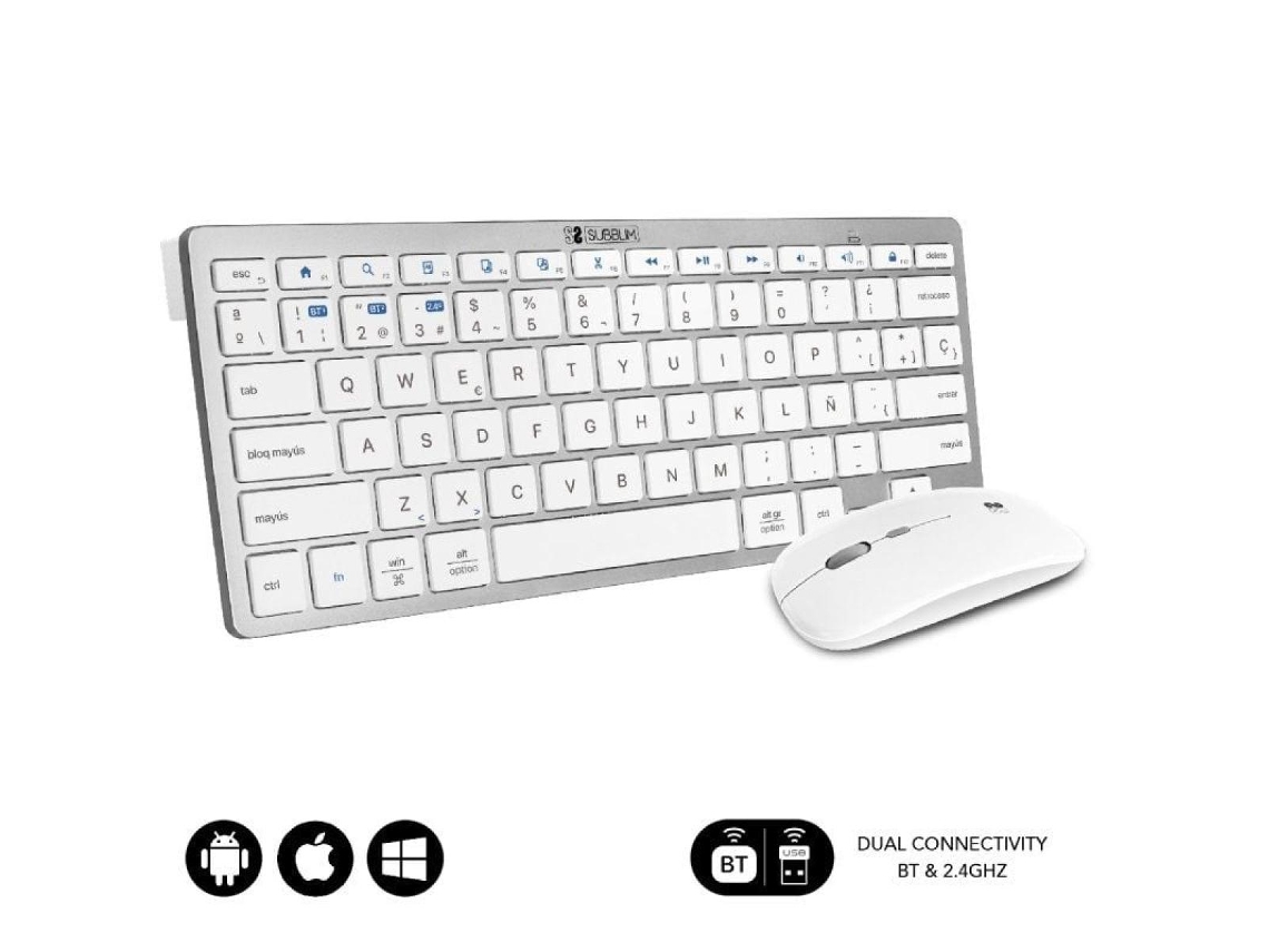 Teclado e Rato Wireless SUBBLIM Oco010 Combo Multidispositivo Compacto ...