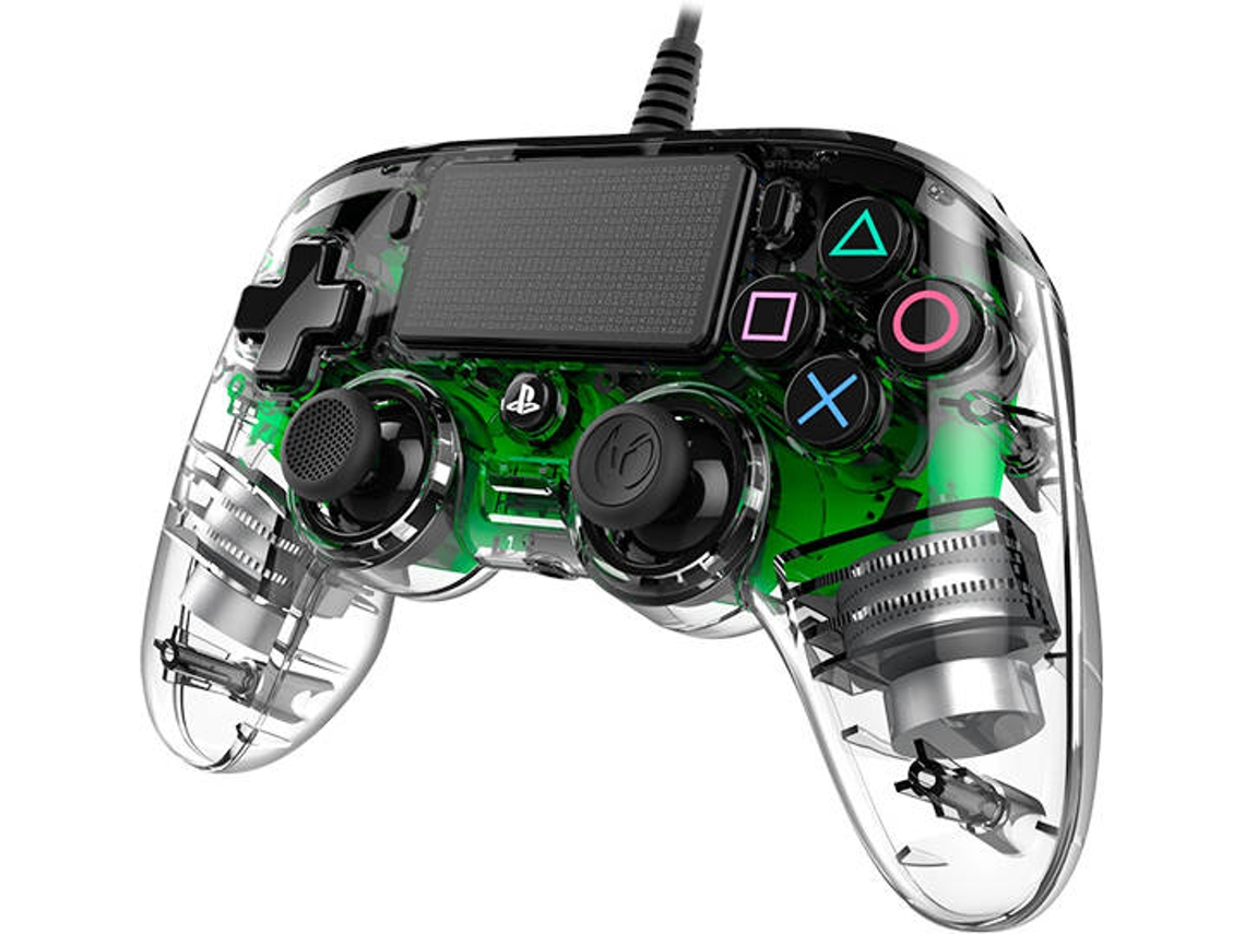 Comando PS4 fios BIG BEN Nacon Wired Illuminated Compact Controller Verde e transparente | Worten.pt
