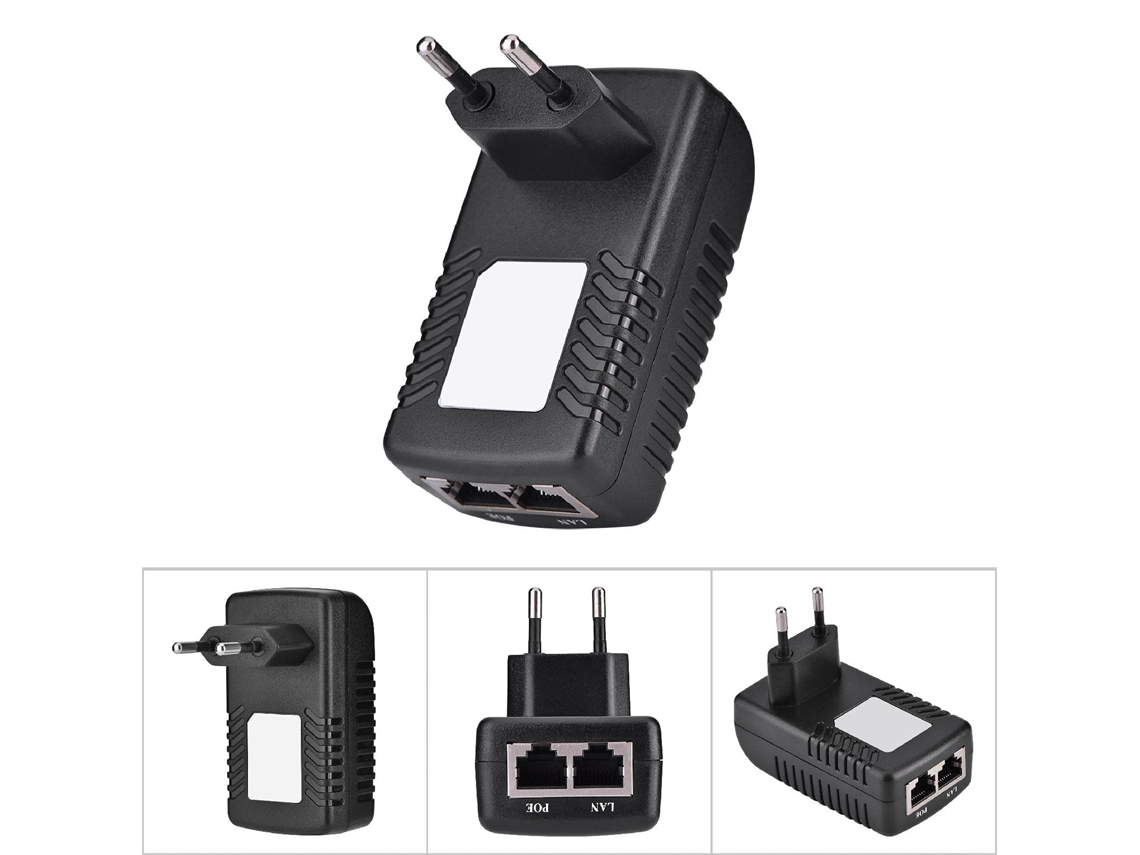 Adaptador Injetor Poe Ethernet em Parede 48V 0,5A Fonte de Alimentação ...