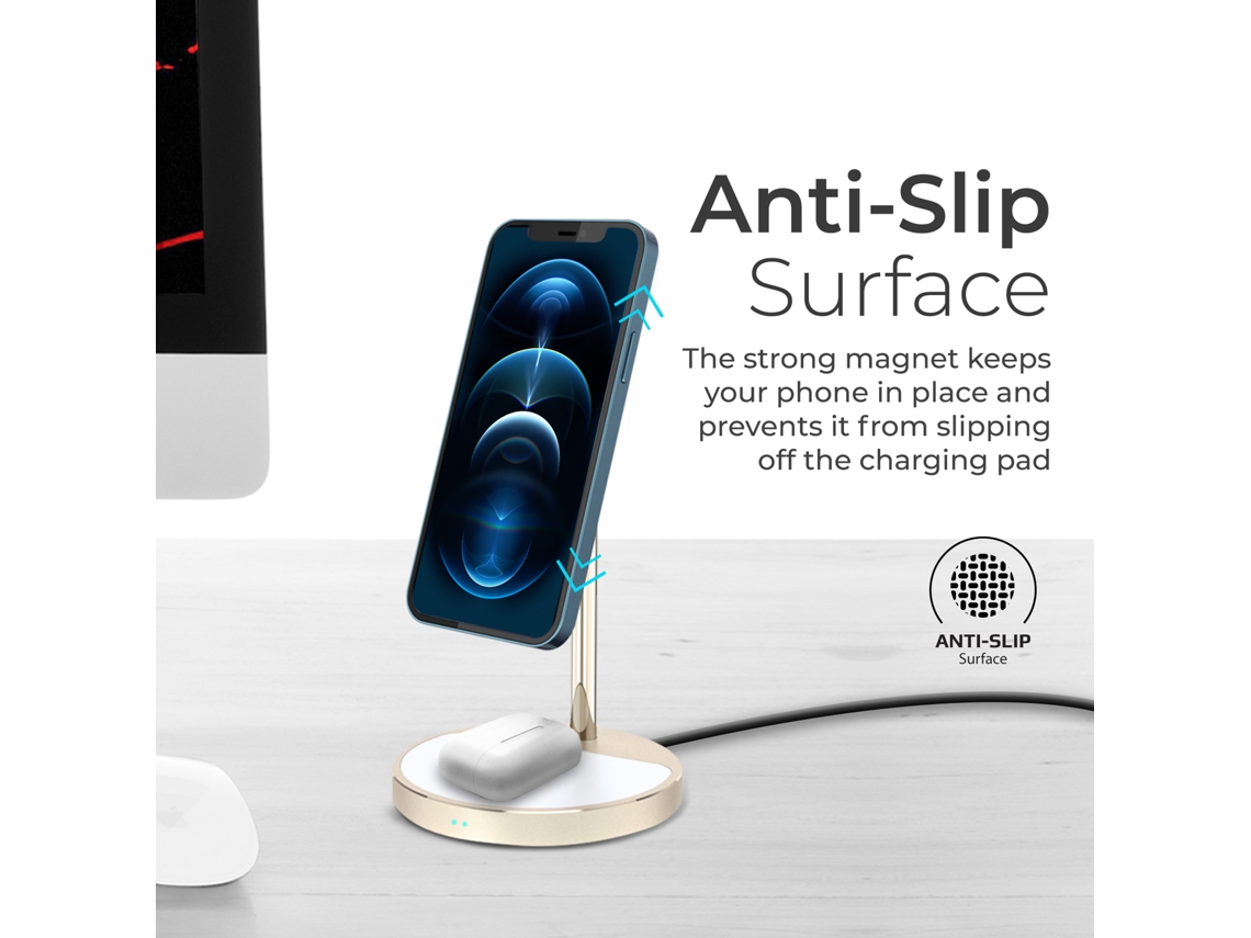 Carregador Sem Fios PROMATE Aurabase-PD20 3 em 1 MagSafe 15W Branco | Worten.pt