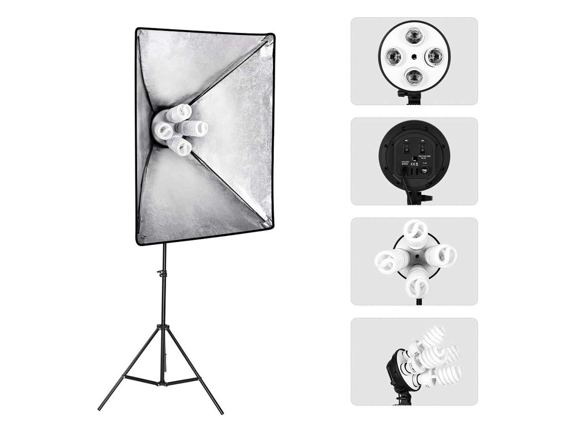 Kit de Estúdio Fotografia com Iluminação Contínua e Cenário 3 Softboxes ...