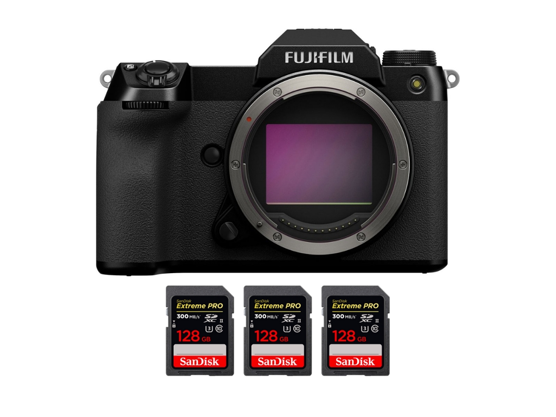 Máquina Fotográfica FUJIFILM Gfx 100S Corpo + 3 Sandisk 128Gb Extreme ...