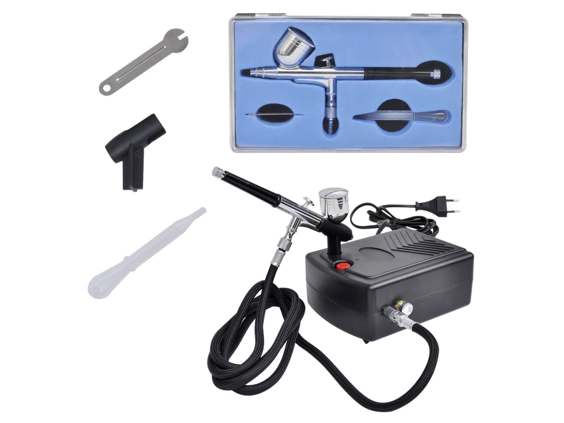 vidaXL Kit Aerógrafo e Compressor com Regulador de Ar e Mangueira de 1 ...