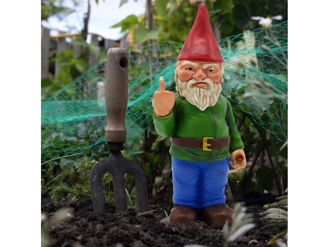 Gnomo de Jardim de Dedo Médio de 15 Cm Estátua Gnomos Go Away Enfeites ...