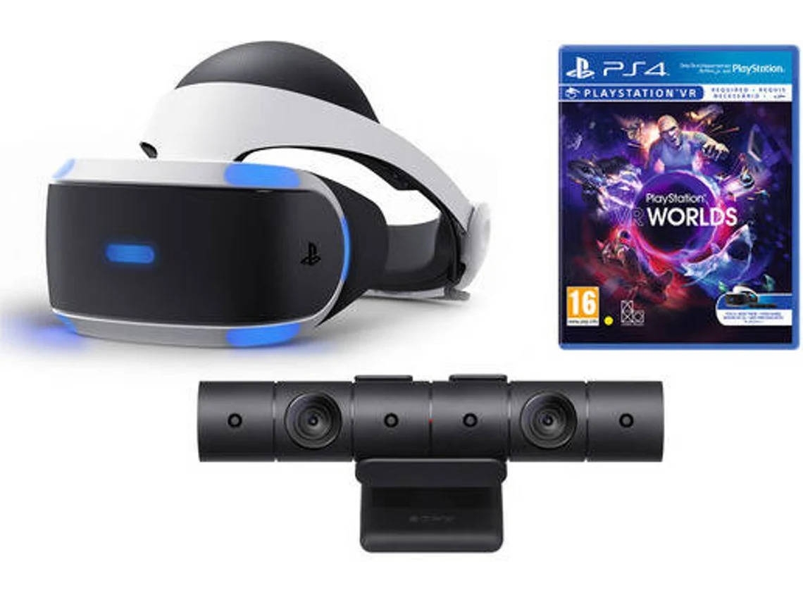 Pack SONY Starter (Óculos de Realidade Virtual PS4/ PS VR + Câmara PS VR + Jogo PS VR Worlds ...