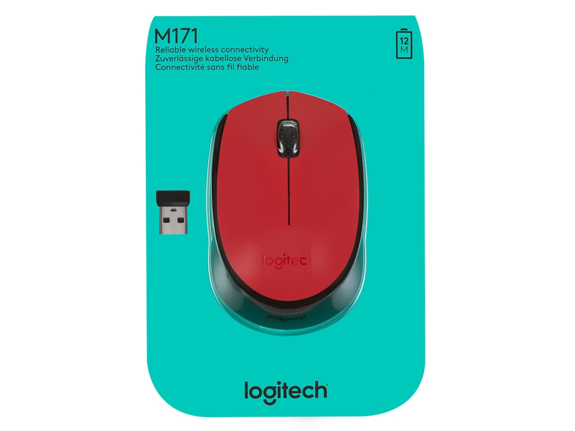 Rato LOGITECH M171 (Wireless - Casual - Vermelho) | Worten.pt