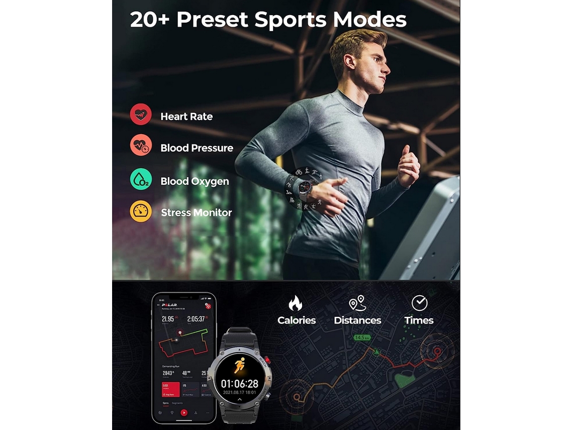 Smartwach OHPA C21 (Android e IOS - preto) | Worten.pt