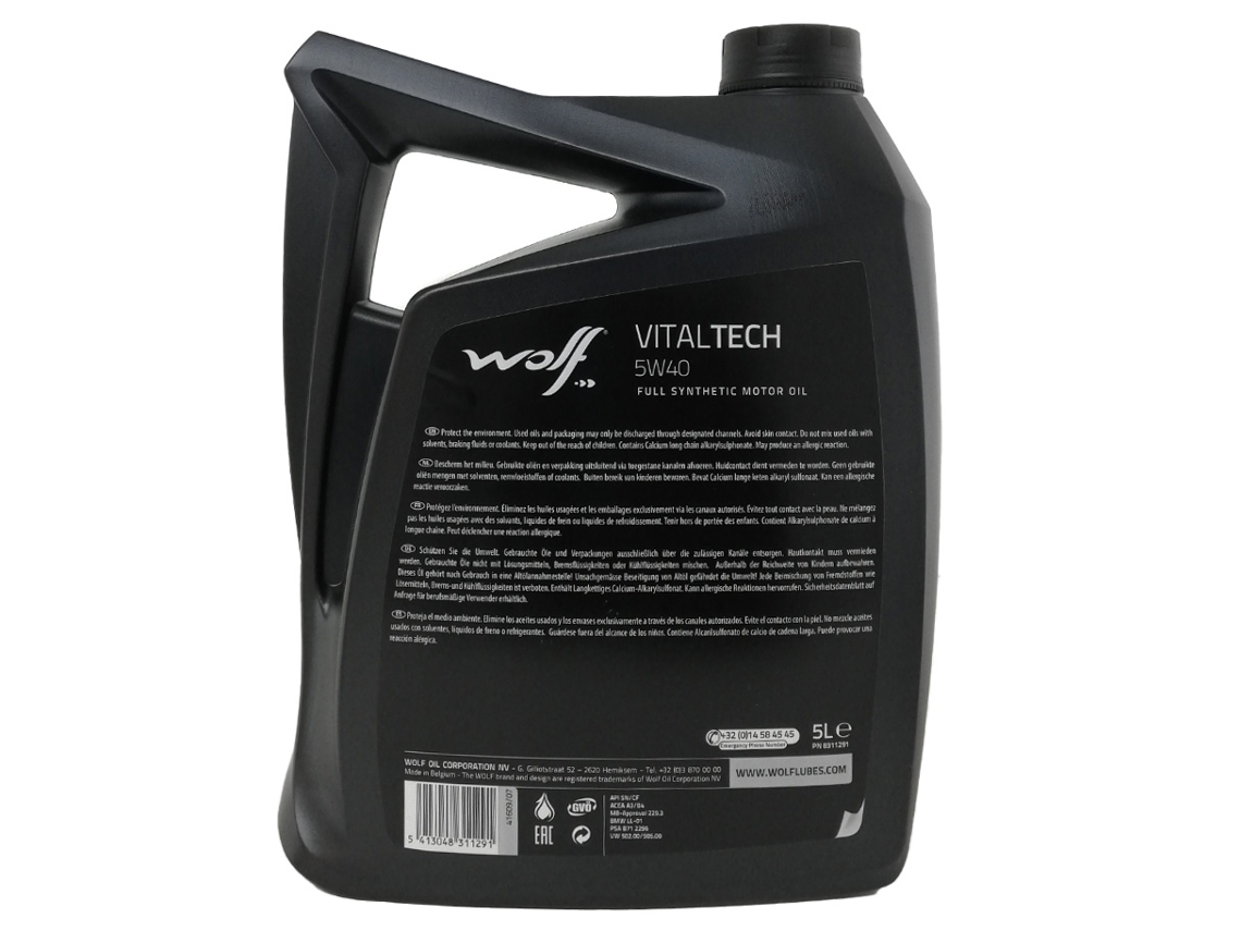 Óleo de Motor WOLF Vitaltech 5W40 (5 L) | Worten.pt