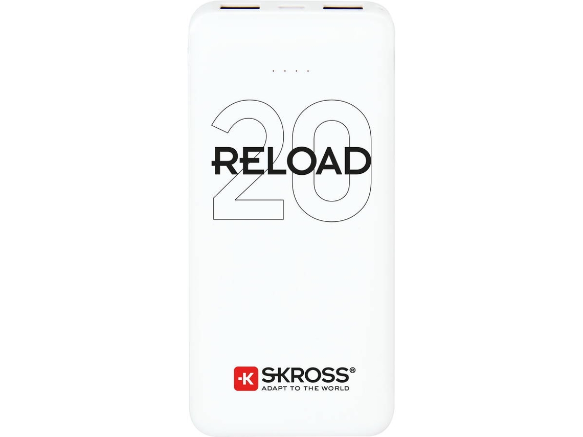 Powerbank SKROSS Reload (20000 mAh - 2 USB - USB-C - MicroUSB - Branco ...