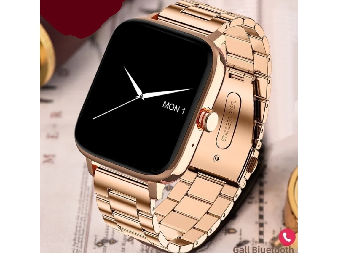 Smartwatch Lige I13 Dourado com Rosa Feminino Menus em Português ...