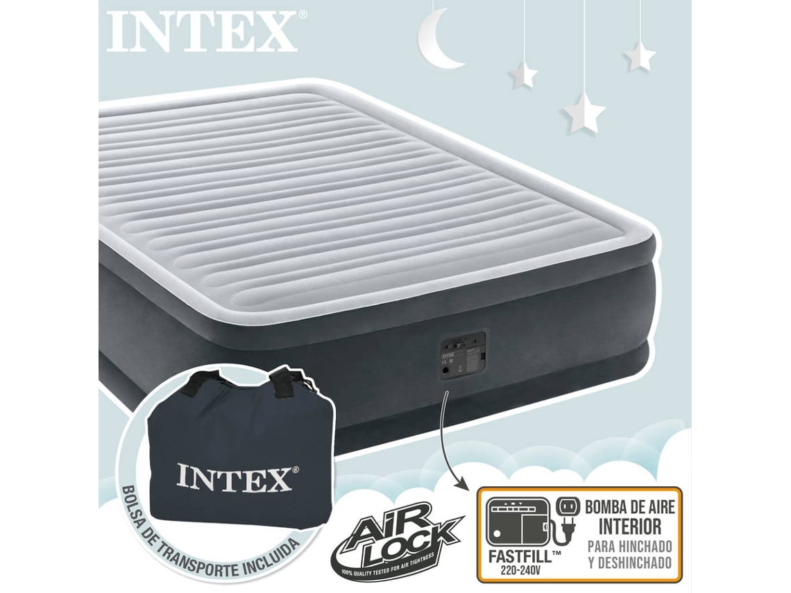 Colchão de Ar INTEX Fiber-Tech Comfort-Plush com Bomba Ele (152x203 cm ...