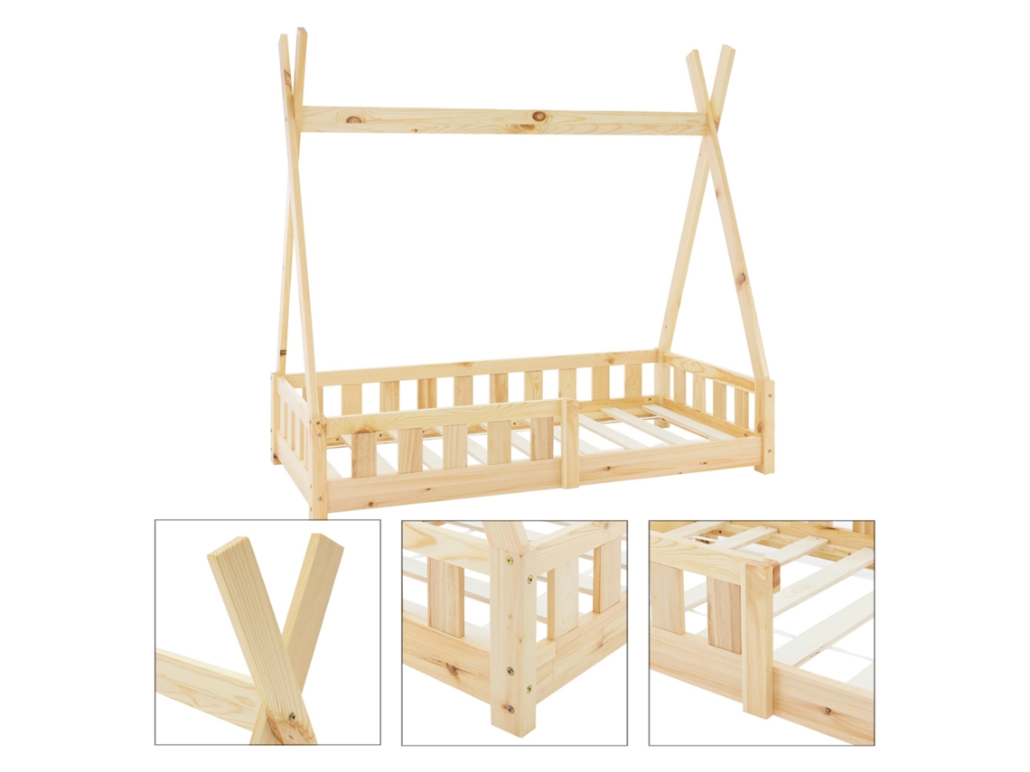 Cot Tipi com Protecção Contra Queda e Armação de Ripas 70X140 Cm ML ...