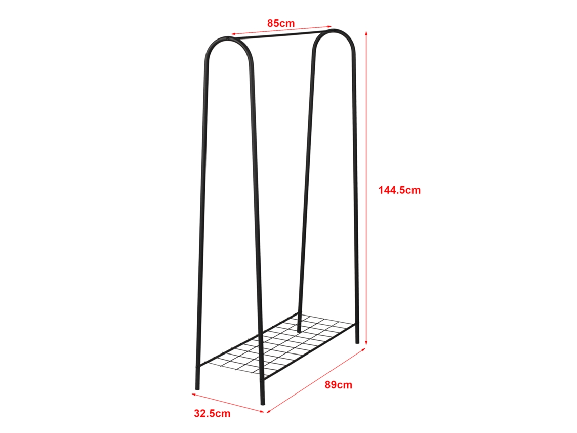 Bengaleiro [EN.CASA] (Preto - Metal - 144,5 x 89 x 32,5 cm) | Worten.pt