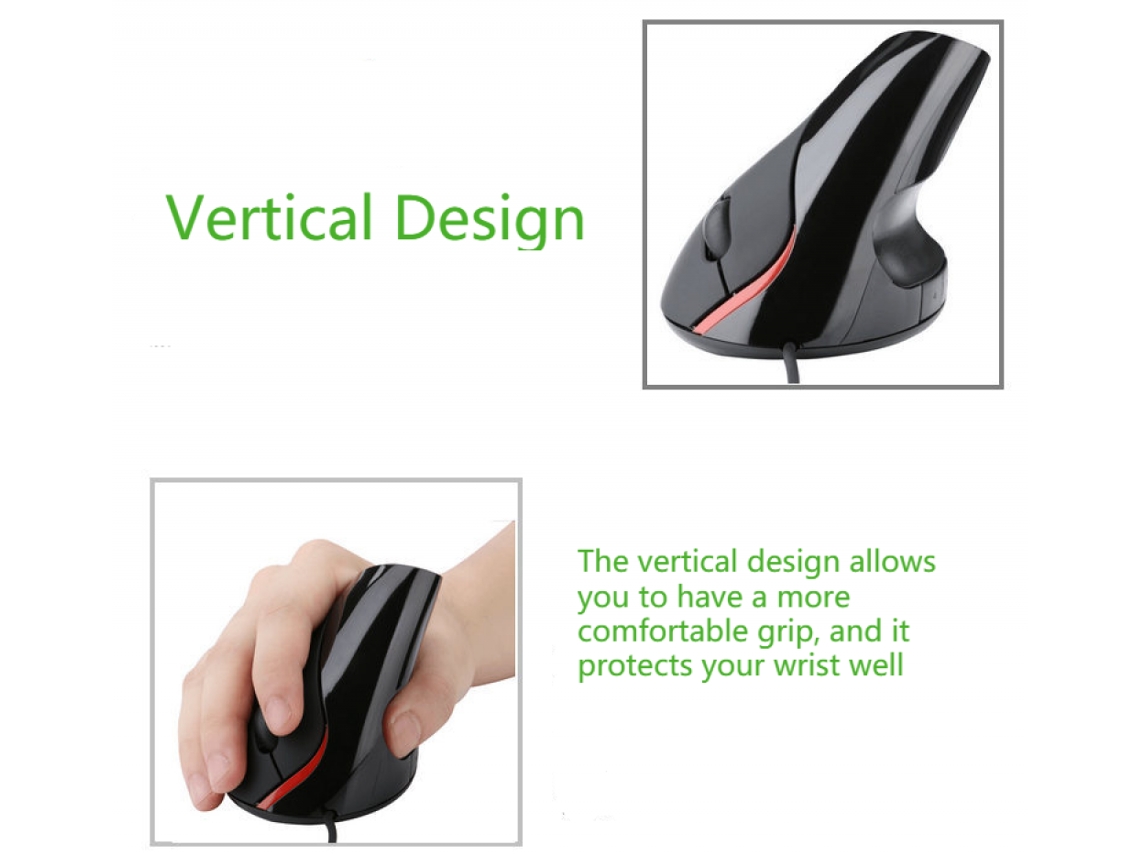 Novo Mouse Ergonômico Vertical Com Fio Usb Mouse De Pulso Vertical 5 ...