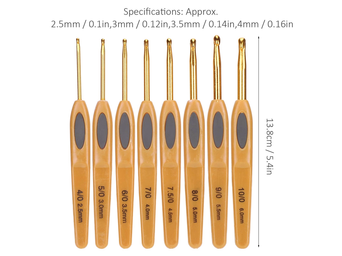 Conjunto de 8 Agulhas de Crochê Ergonômicas Ferramentas para Artesanato ...